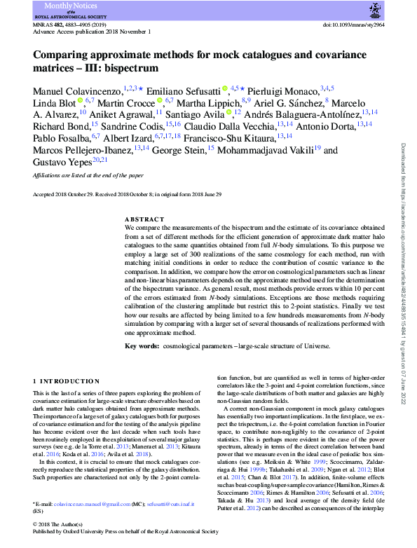 Pdf Comparing Approximate Methods For Mock Catalogues And Covariance Matrices Iii