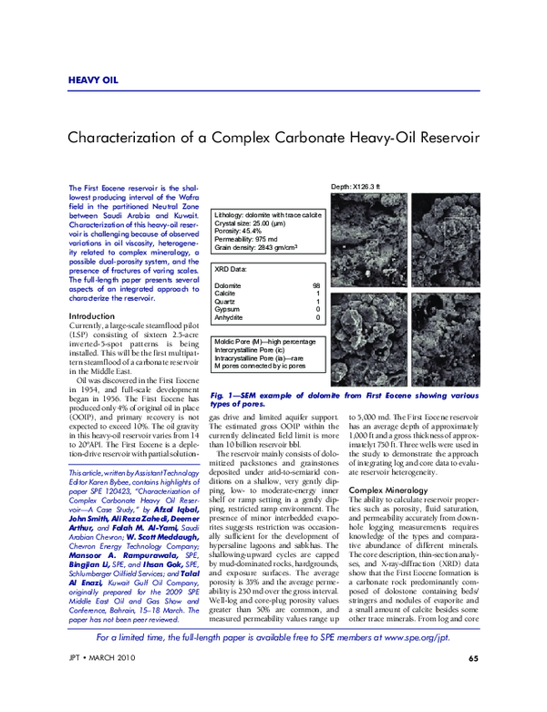 (PDF) Characterization of Complex Carbonate Heavy Oil Reservoir—A Case ...