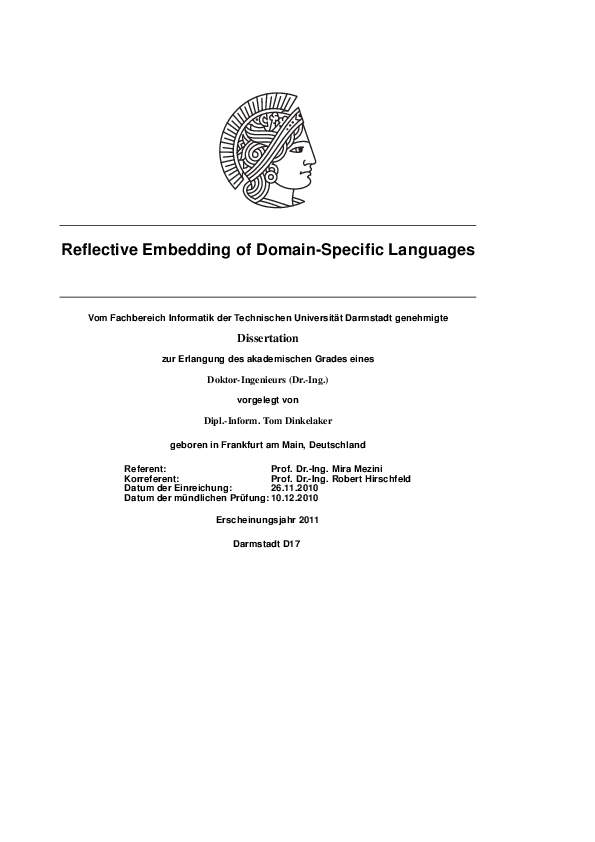 Pdf Reflective Embedding Of Domain Specific Languages Tom 7619
