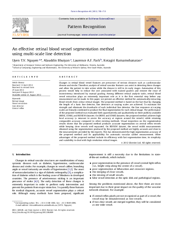 (PDF) An effective retinal blood vessel segmentation method using multi-scale line detection