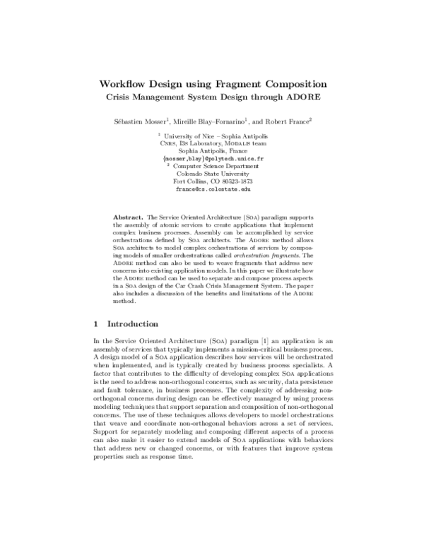 (PDF) Workflow Design Using Fragment Composition