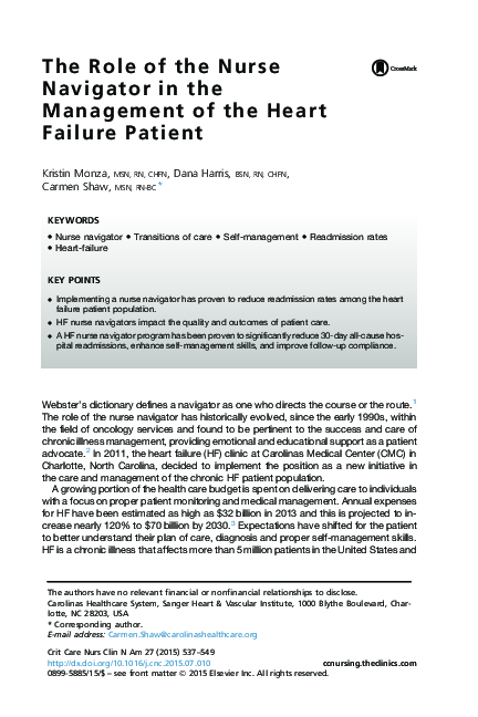 (PDF) The Role of the Nurse Navigator in the Management of the Heart ...