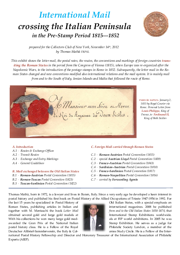 (PDF) International Mail crossing the Italian Peninsula