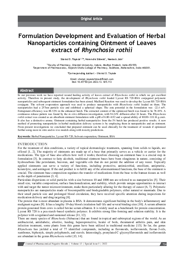Pdf Formulation Development And Evaluation Of Herbal Nanoparticles