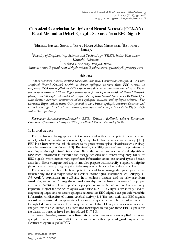 (PDF) Canonical Correlation Analysis and Neural Network (CCA-NN) Based ...
