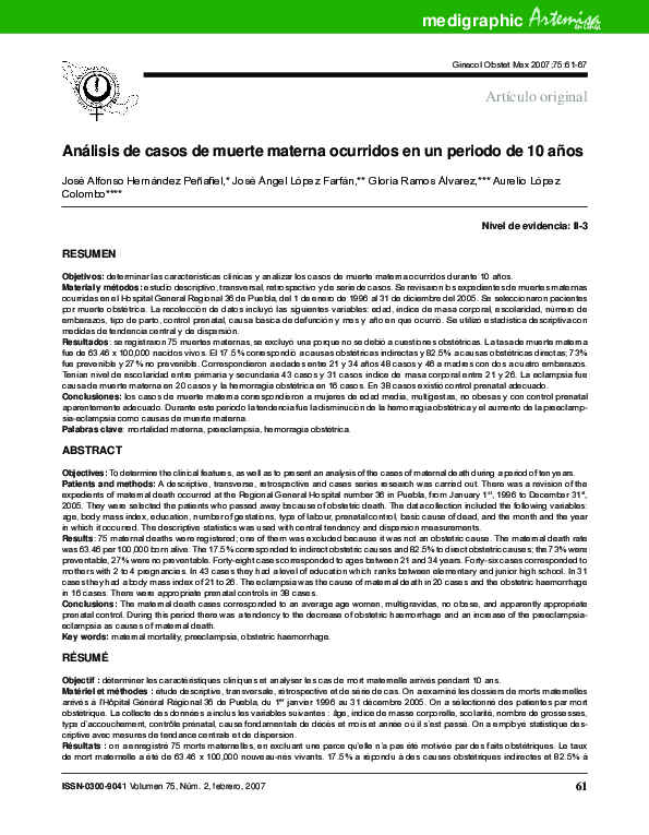 (PDF) [Analysis of death maternal cases during a 10-year period]