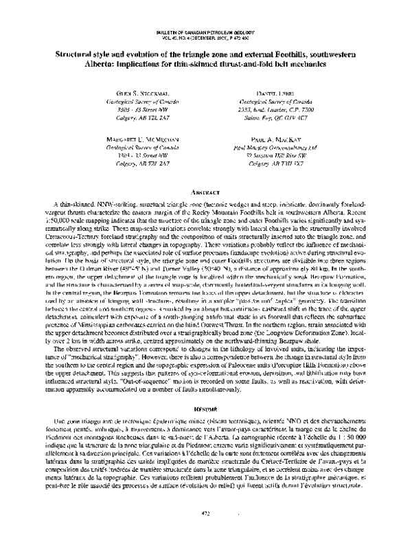 (PDF) Structural style and evolution of the triangle zone and external ...
