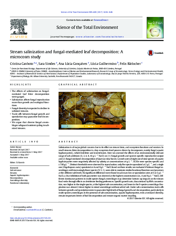 (PDF) Stream salinization and fungal-mediated leaf decomposition: A ...