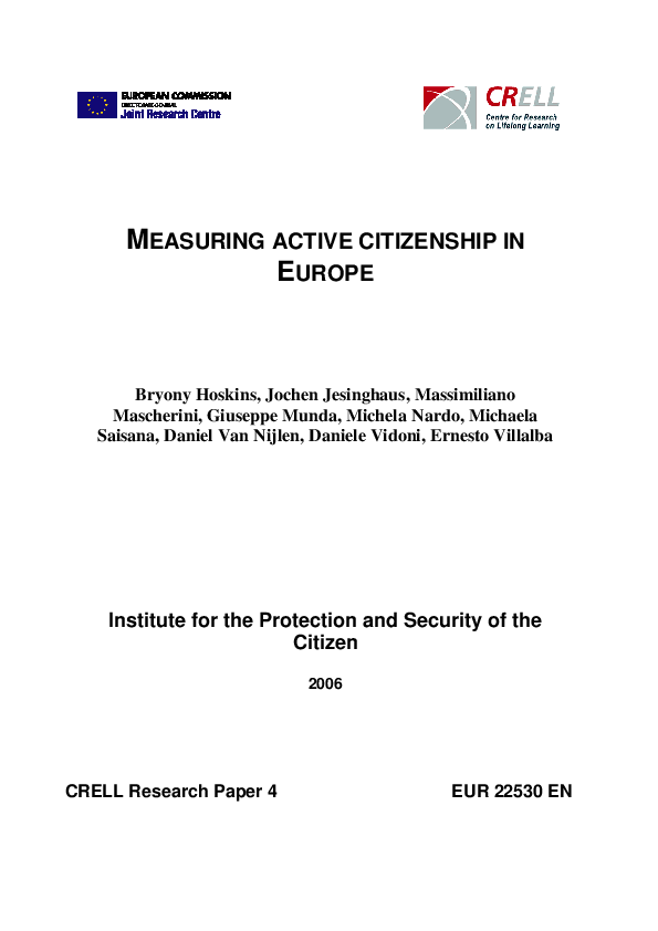 (PDF) Measuring active citizenship in Europe
