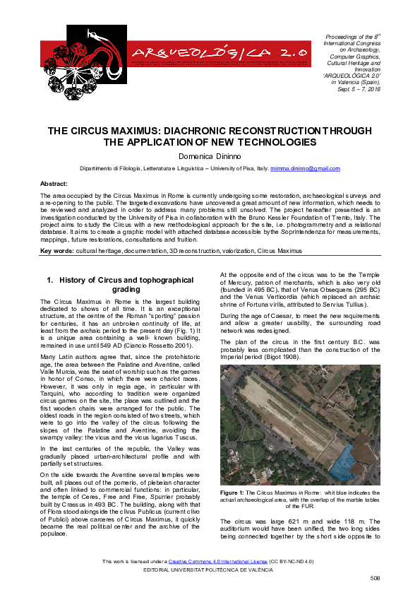 (PDF) The Circus Maximus: Diachronic Reconstruction Through the Applicationof New Technologies