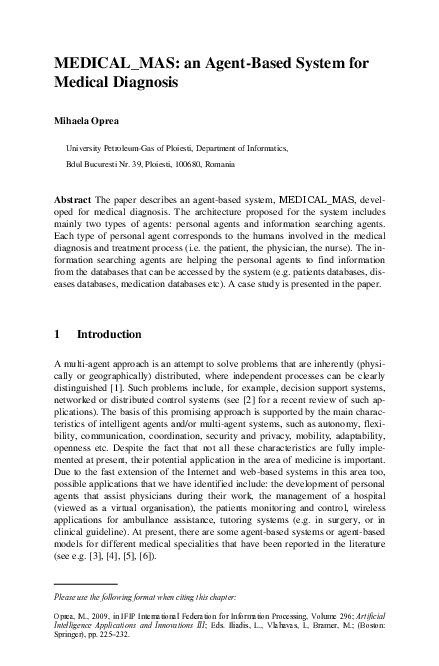(PDF) MEDICAL_MAS: an Agent-Based System for Medical Diagnosis ...