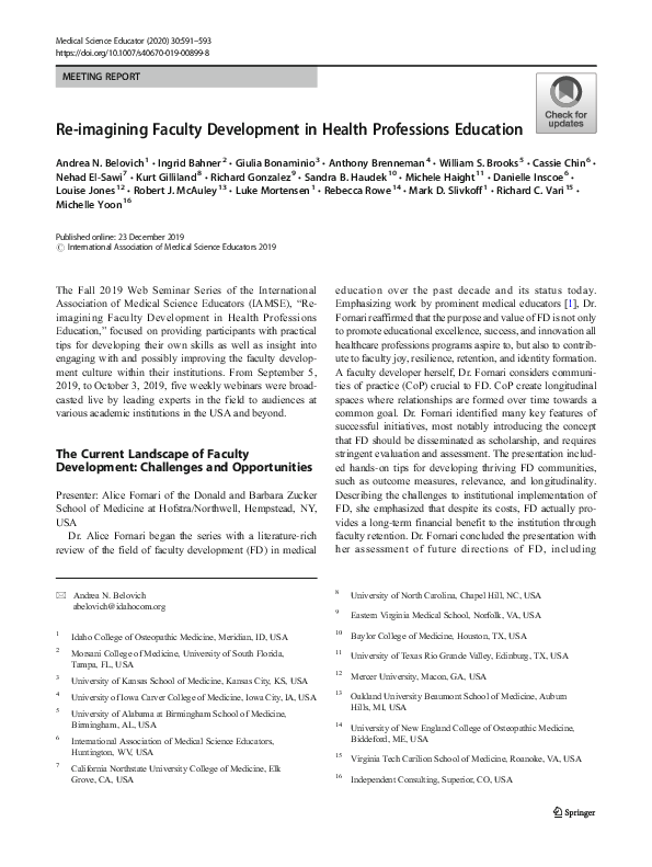 (PDF) Re-imagining Faculty Development in Health Professions Education