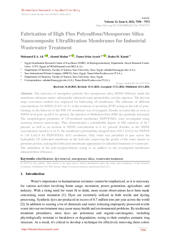 (PDF) Fabrication of High Flux Polysulfone/Mesoporous Silica ...