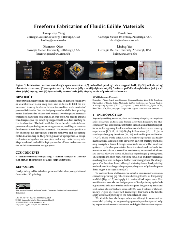 (PDF) Freeform Fabrication of Fluidic Edible Materials