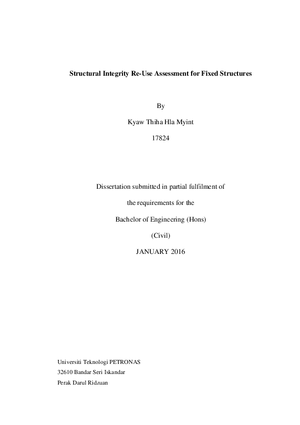 (PDF) Structural Integrity Re-Use Assessment for Fixed Structures