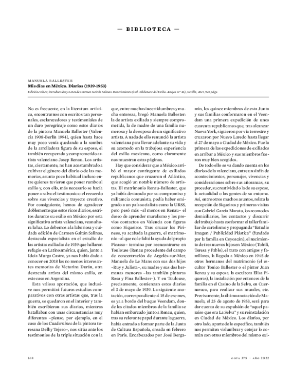 (PDF) [Recensión del libro] Manuela Ballester: Mis días en México. Diarios (1939-1953). (Edición ...