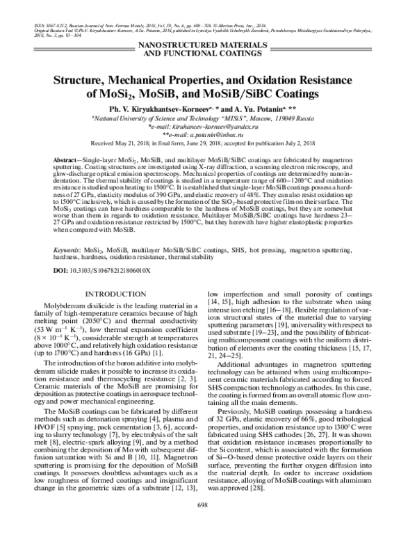 (PDF) Structure, mechanical properties and oxidation behaviour of arc-evaporated NbAlN hard coatings