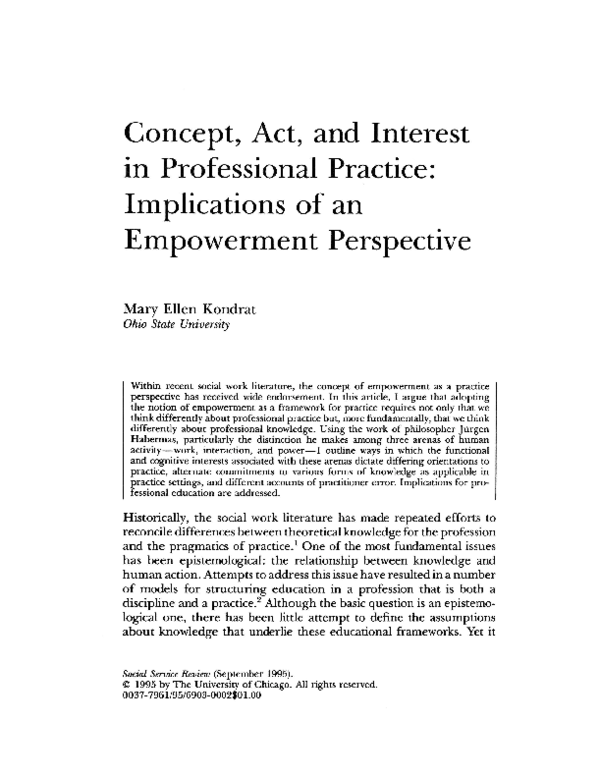 (PDF) Concept, Act, and Interest in Professional Practice: Implications ...