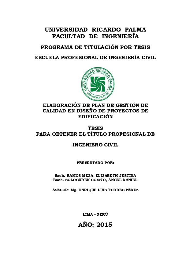 (PDF) Elaboración de plan de gestión de calidad en diseño de proyectos de edificación