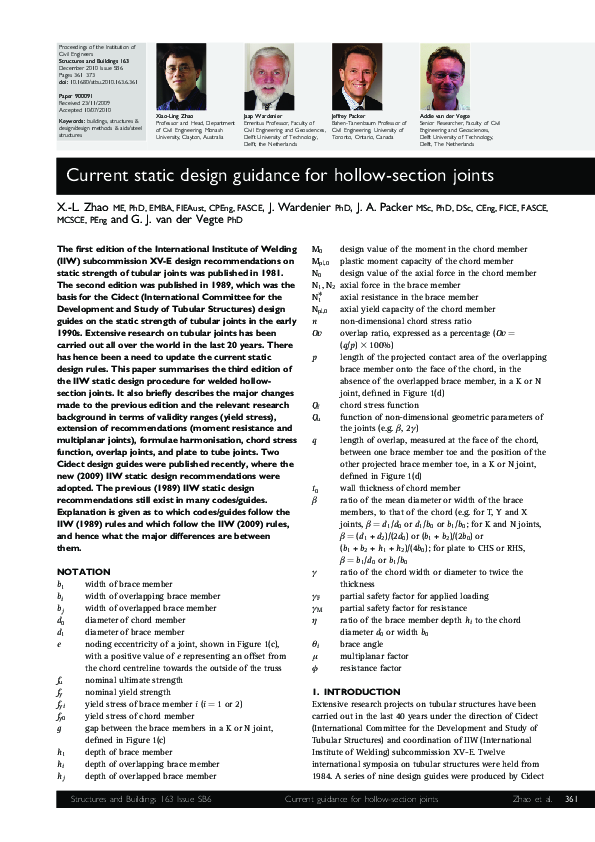 (PDF) Current static design guidance for hollow-section joints