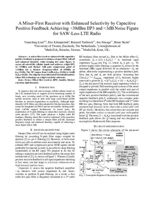 (PDF) A mixer-first receiver with enhanced selectivity by capacitive ...