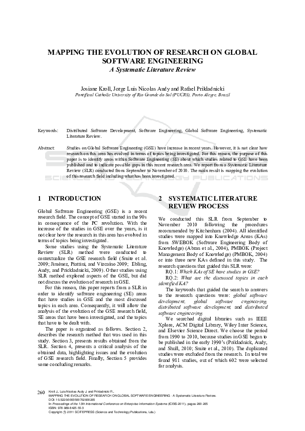 (PDF) Mapping the Evolution of Research on Global Software Engineering - A Systematic Literature ...