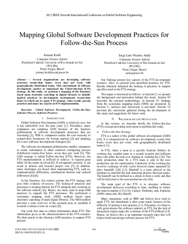 (PDF) Mapping Global Software Development Practices for Follow-the-Sun Process