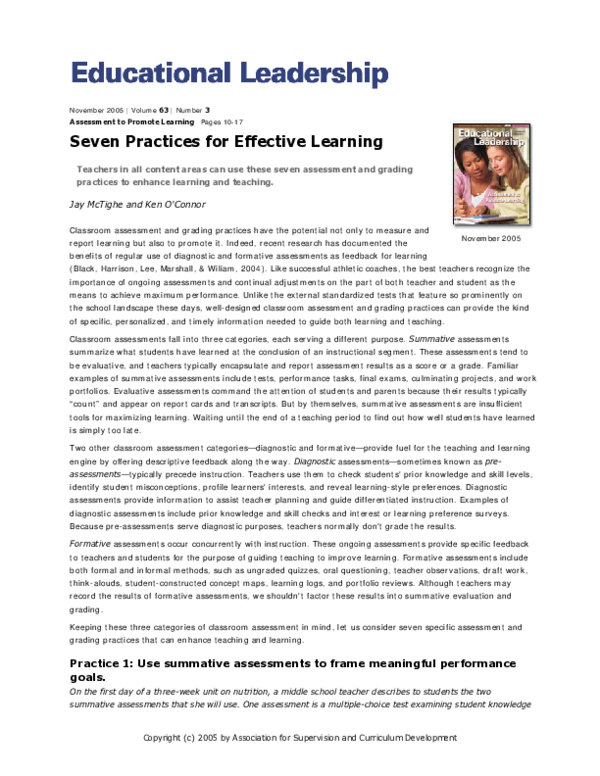 (PDF) Seven practices for effective learning