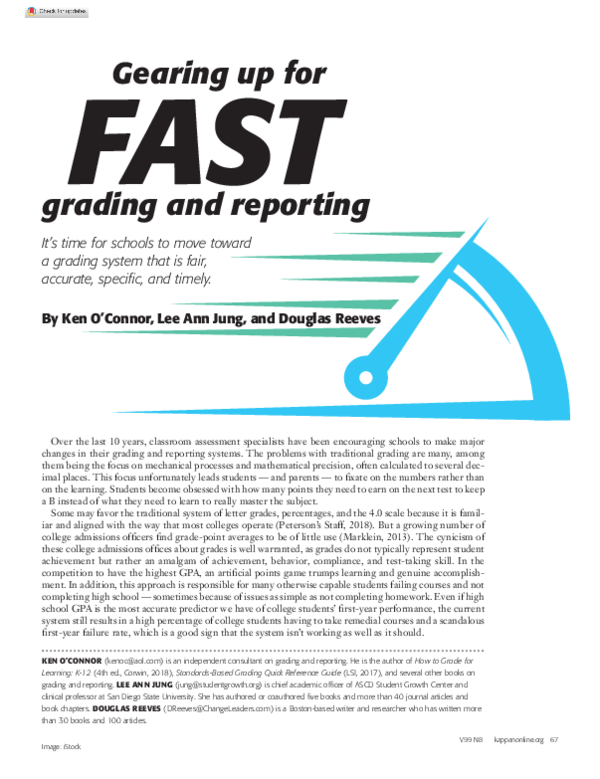 (PDF) Gearing up for FAST grading and reporting
