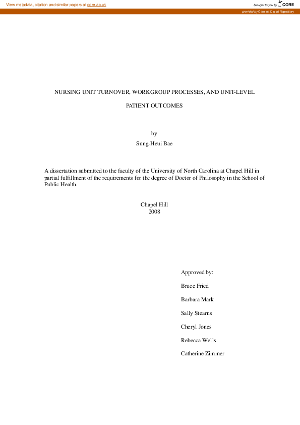 (PDF) Nursing unit turnover, workgroup processes, and unit-level ...