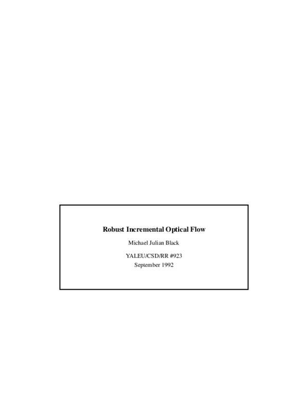 (PDF) Robust Incremental Optical Flow | Julian Black - Academia.edu