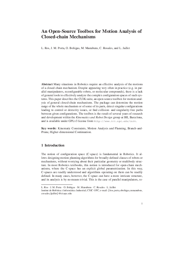 (PDF) An open-source toolbox for motion analysis of closed-chain mechanisms