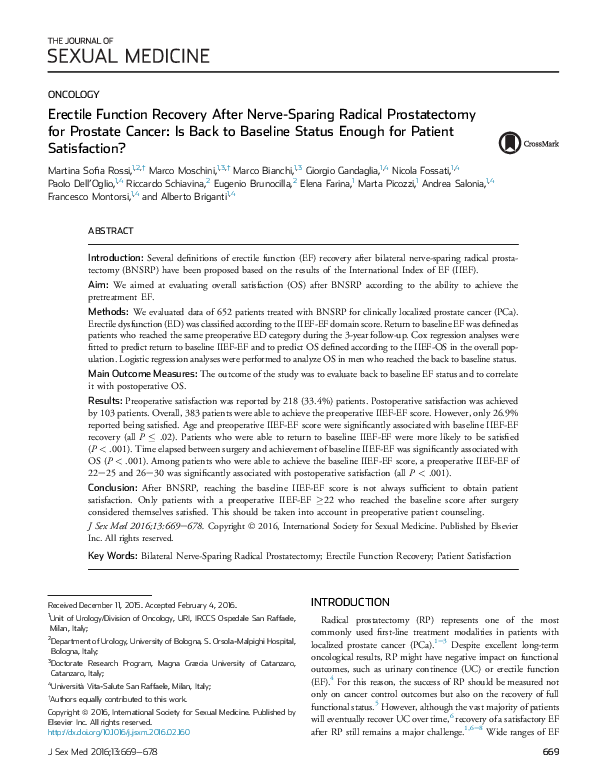 (PDF) Erectile Function Recovery After Nerve-Sparing Radical ...
