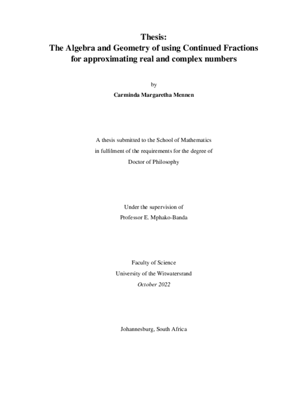(PDF) The Algebra and Geometry of using Continued Fractions for ...