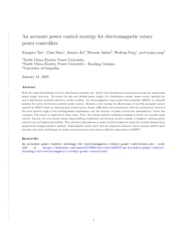 (PDF) An accurate power control strategy for electromagnetic rotary power controllers