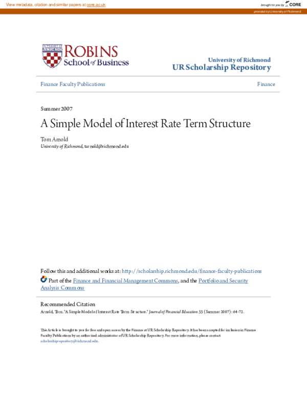 (PDF) A Simple Model of Interest Rate Term Structure