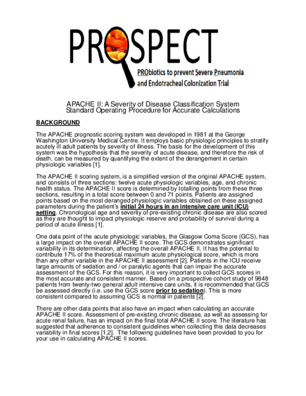 (PDF) APACHE II-A Severity of Disease Classification System