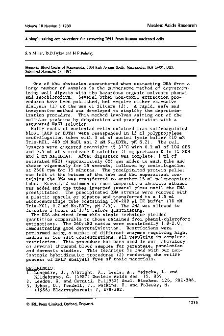 (PDF) A simple salting out procedure for extracting DNA from human ...