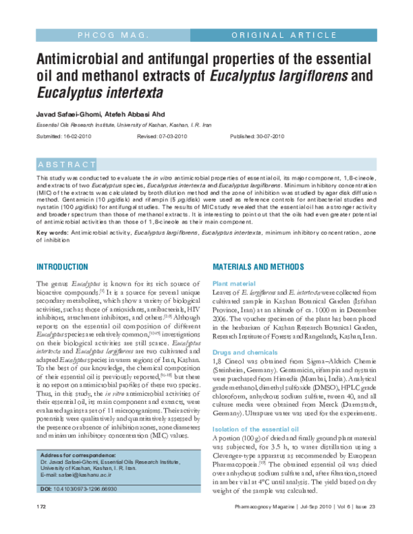 (PDF) Antimicrobial and antifungal properties of the essential oil and ...