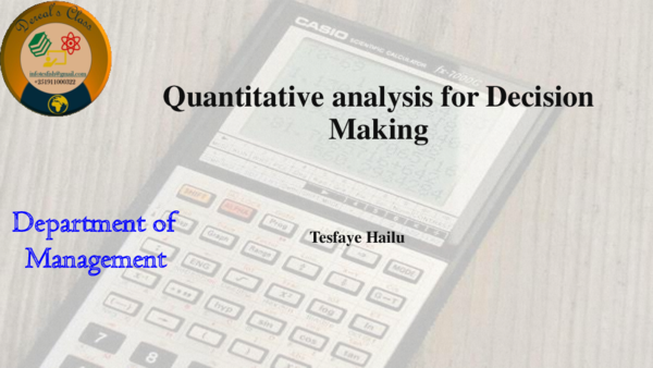 (PDF) Quantitative analysis for Decision Making