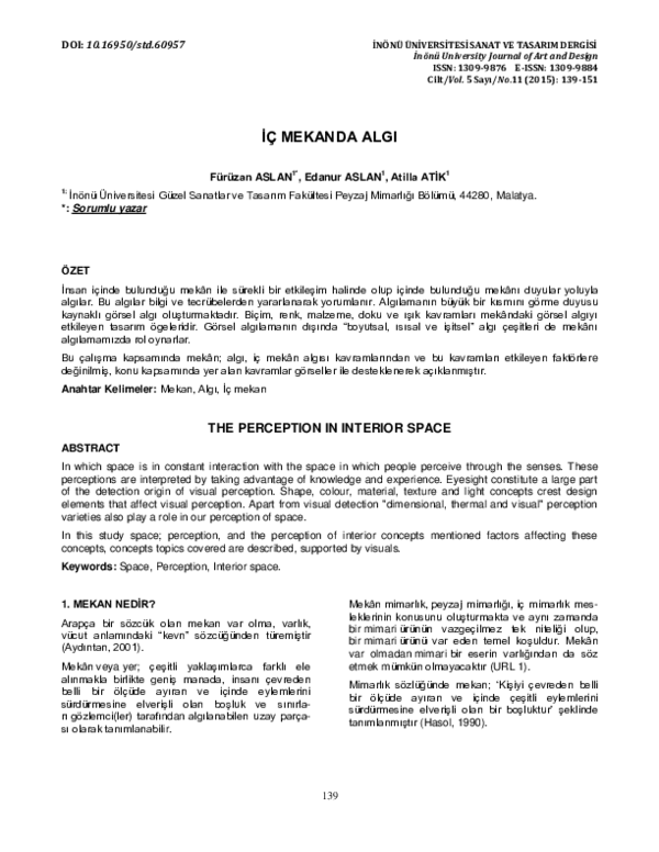 (PDF) İç Mekanda Algı