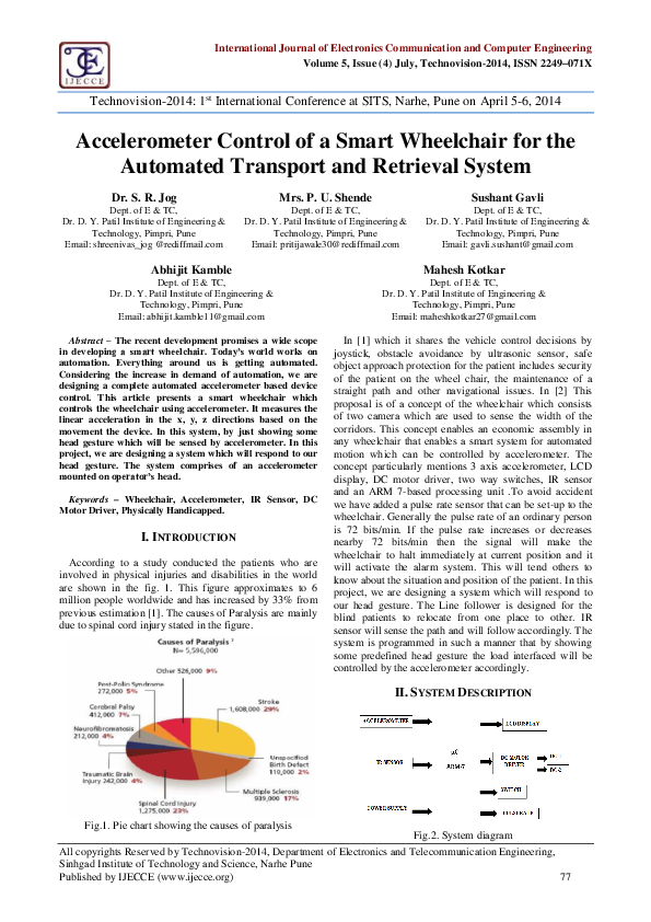 (PDF) Accelerometer Control of a Smart Wheelchair for the Automated Transport and Retrieval System