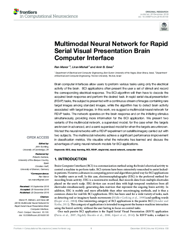 (PDF) Multimodal Neural Network for Rapid Serial Visual Presentation Brain Computer Interface