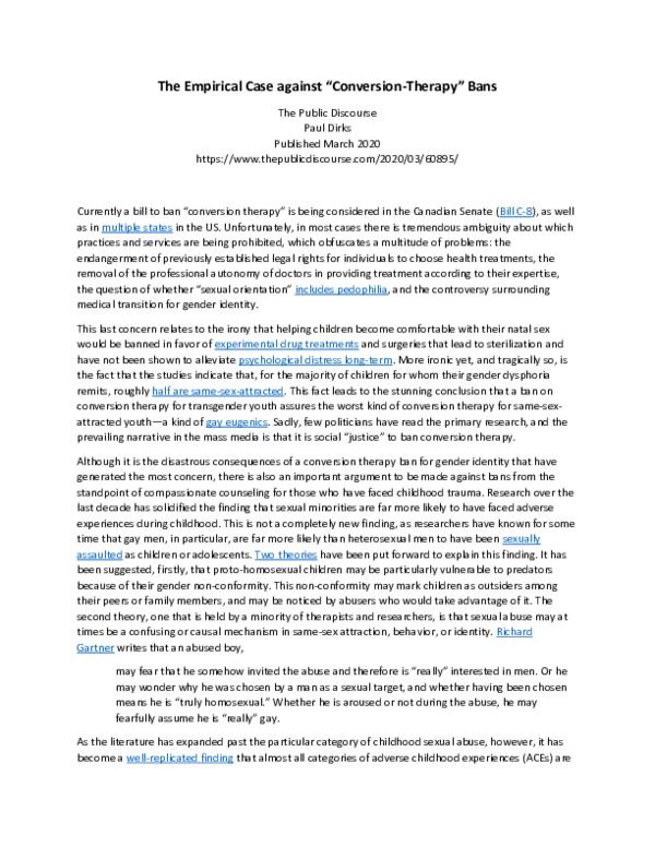 Pdf The Empirical Case Against Conversion Therapy Bans