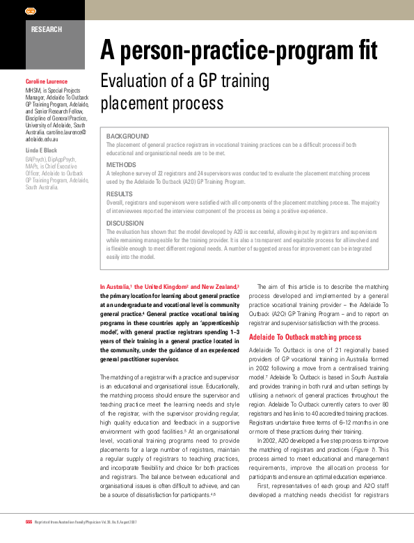 (PDF) A person-practice-program fit--evaluation of a GP training ...