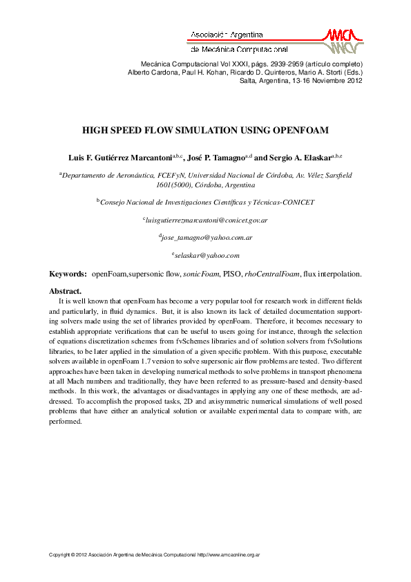Pdf High Speed Flow Simulation Using Openfoam