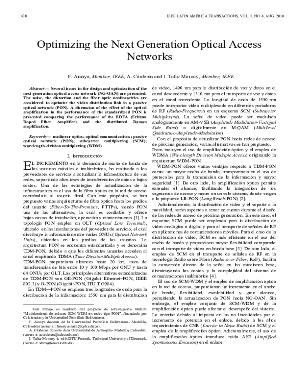 (PDF) Optimizing the Next Generation Optical Access
