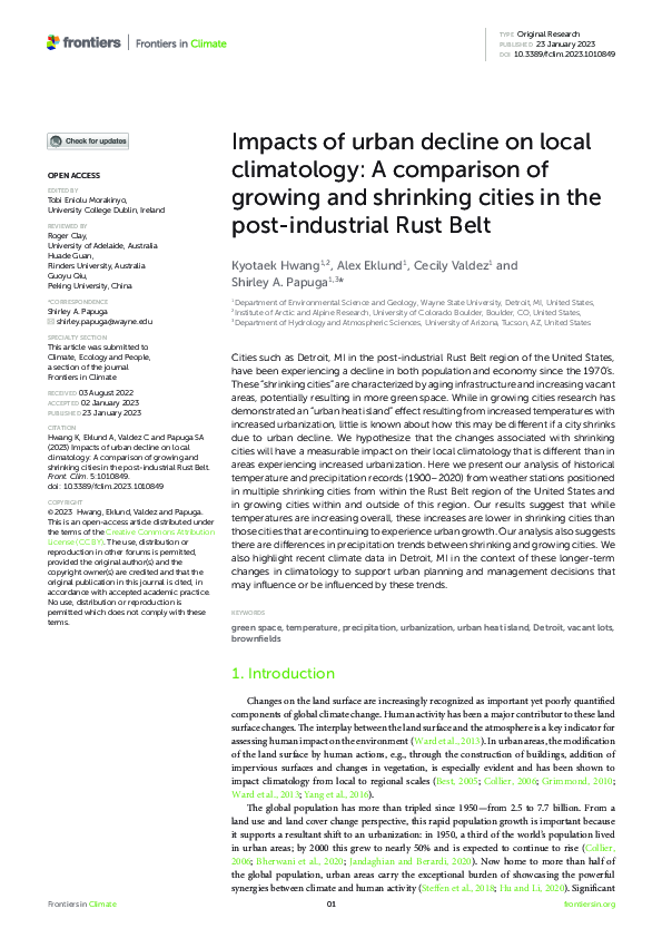 (PDF) Impacts of urban decline on local climatology: A comparison of ...