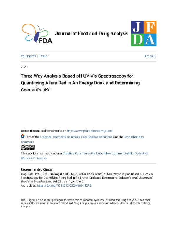 (PDF) Three-Way Analysis-Based pH-UV-Vis Spectroscopy for Quantifying Allura Red in An Energy ...
