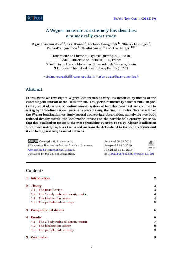 (PDF) A Wigner molecule at extremely low densities: a numerically exact ...